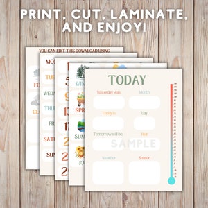 Day of the Week, Weather, and Season Chart Homeschool Digital Download ...