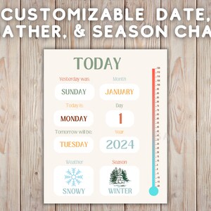 Day of the Week, Weather, and Season Chart Homeschool Digital Download ...