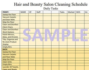 Hair Salon Cleaning Checklist - Etsy UK