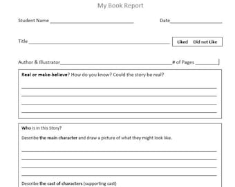 Book Report for Kids - Etsy