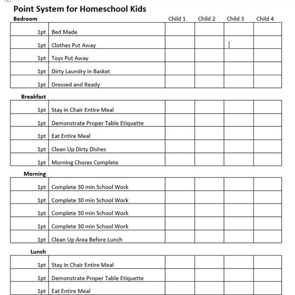 Point System for Kids - Etsy