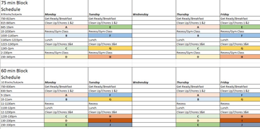 Block Schedule Homeschool 3 Types of Schedules to Make Your Day ...