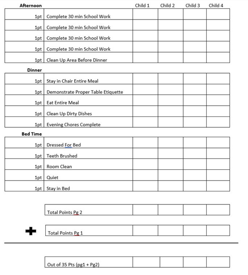 Daily Point System for Kids - Etsy