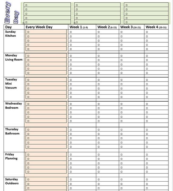 PDF BLANK Every Day Task Chore Check List for Home and Office | Etsy
