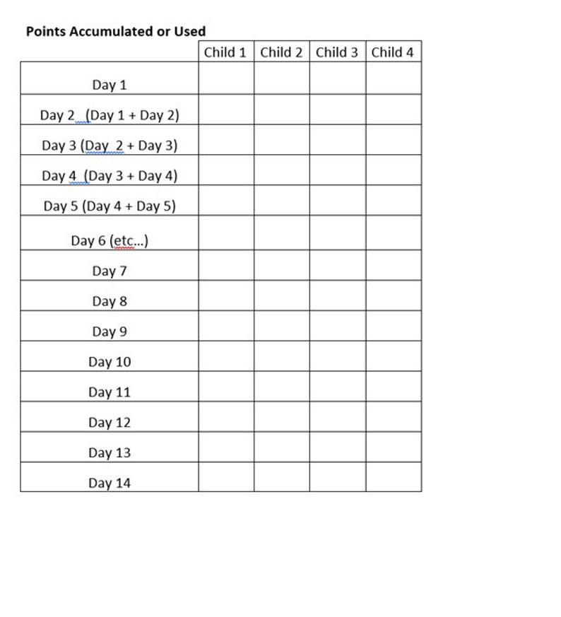 Daily Point System for Kids - Etsy