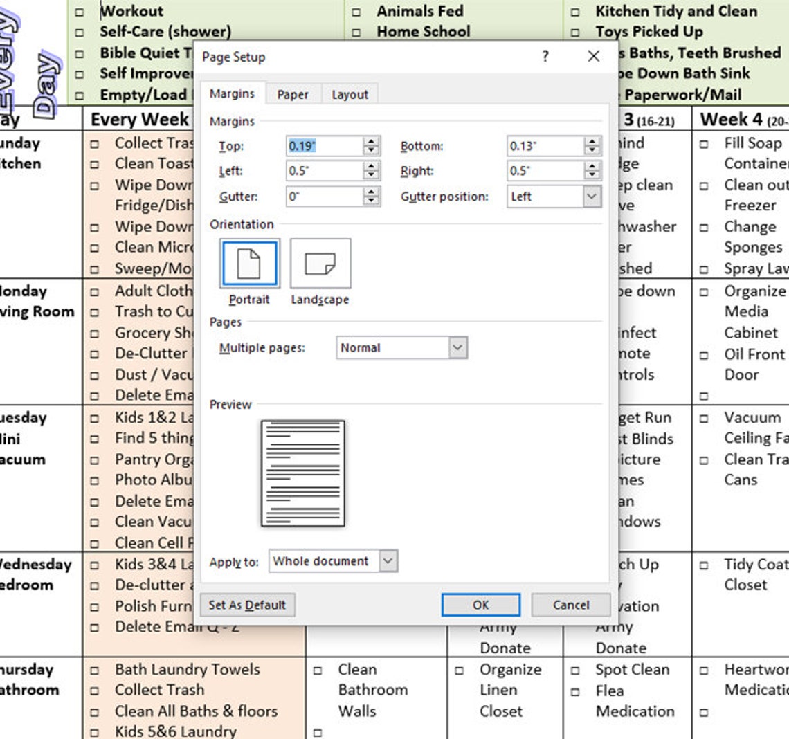 EDITABLE Every Day Task Chore Check List for Home and Office Editable ...