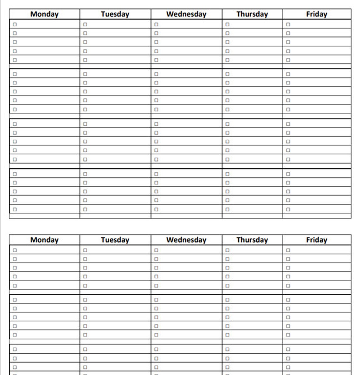 Task List, Check List, 5 Days a Week, 8 Weeks, Monthly, EDITABLE AND ...