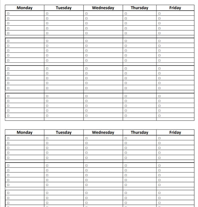 Task List, Check List, 5 Days a Week, 8 Weeks, Monthly, EDITABLE AND ...