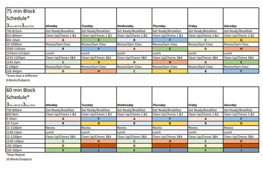 Block Schedule Homeschool 3 Types of Schedules to Make Your Day ...