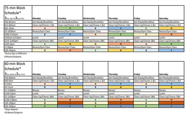 Block Schedule Homeschool 3 Types of Schedules to Make Your Day ...