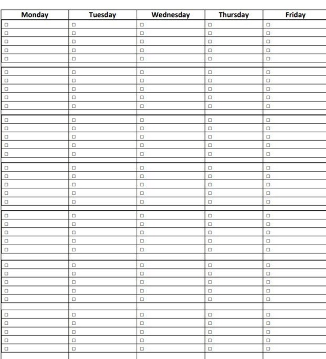 Task List, Check List, 5 Days a Week, 8 Weeks, Monthly, EDITABLE AND ...