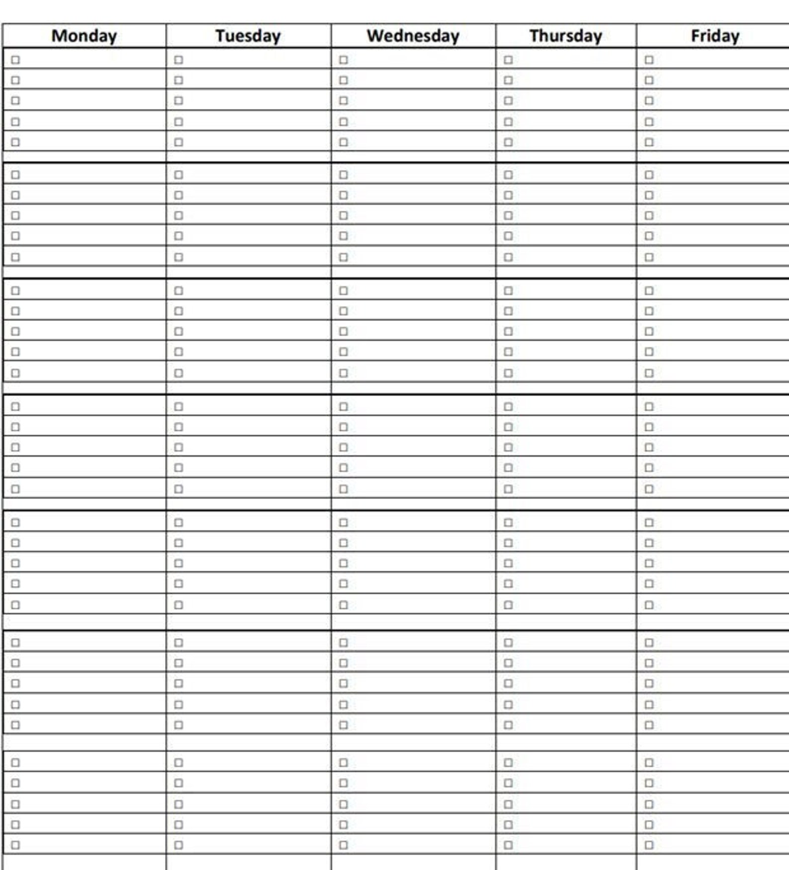 Task List, Check List, 5 Days a Week, 8 Weeks, Monthly, EDITABLE AND ...