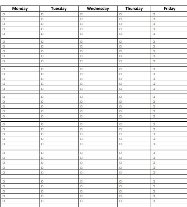 Task List, Check List, 5 Days a Week, 8 Weeks, Monthly, EDITABLE AND ...
