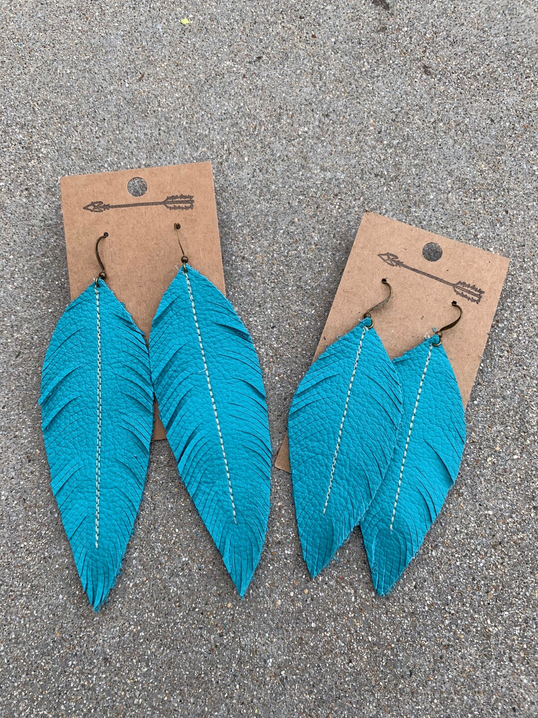 True Turquoise Leather Feather Earrings, Turquoise Earrings, Turquoise ...