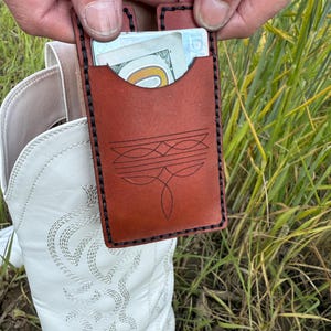Leather Boot Wallet With Snap Strap Bright Color Boot Accessory Hands ...