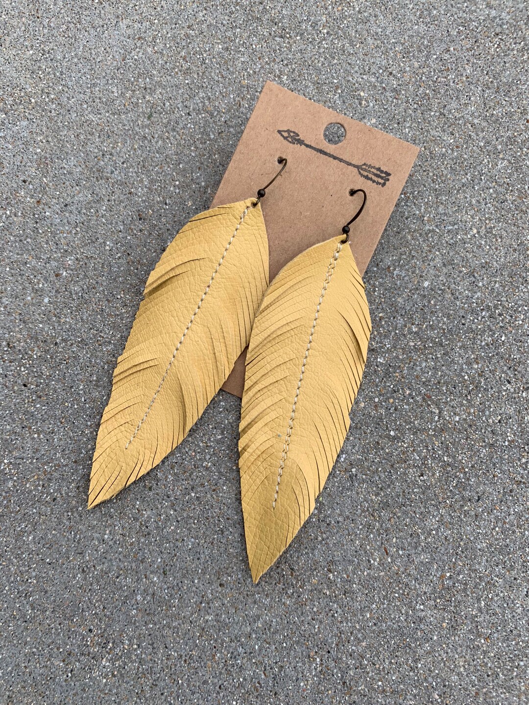 Buttercup Yellow Leather Feather Earrings, Yellow Leather, Leather ...