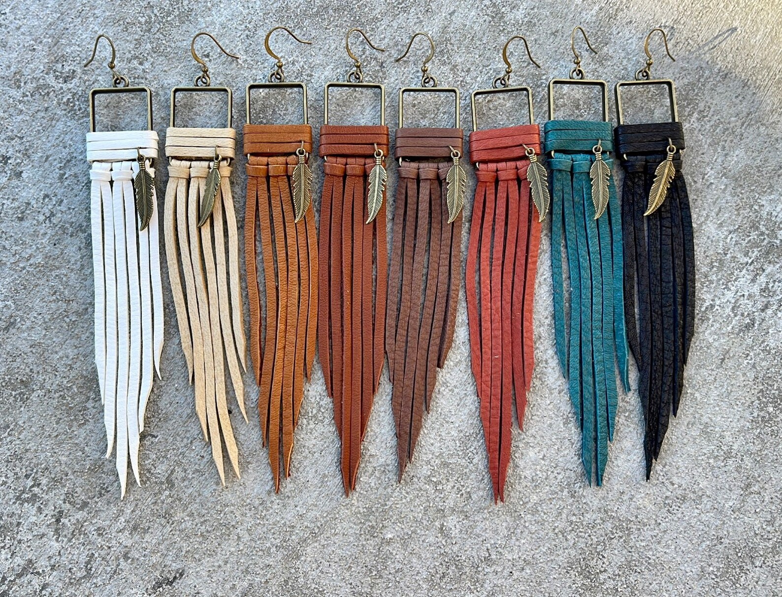 Wyld Spirit Square Weaved Leather Fringe Earrings, Leather Earrings ...