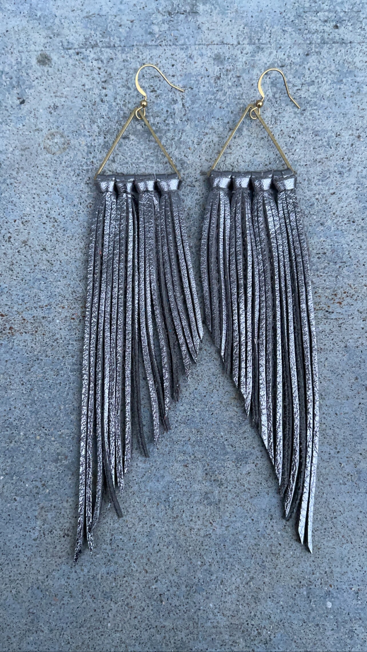 Heavy Metal Metallic Leather Fringe Earrings, Metallic Earrings ...