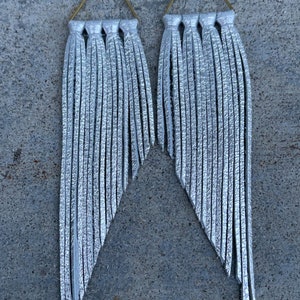 Heavy Metal Metallic Leather Fringe Earrings, Metallic Earrings ...