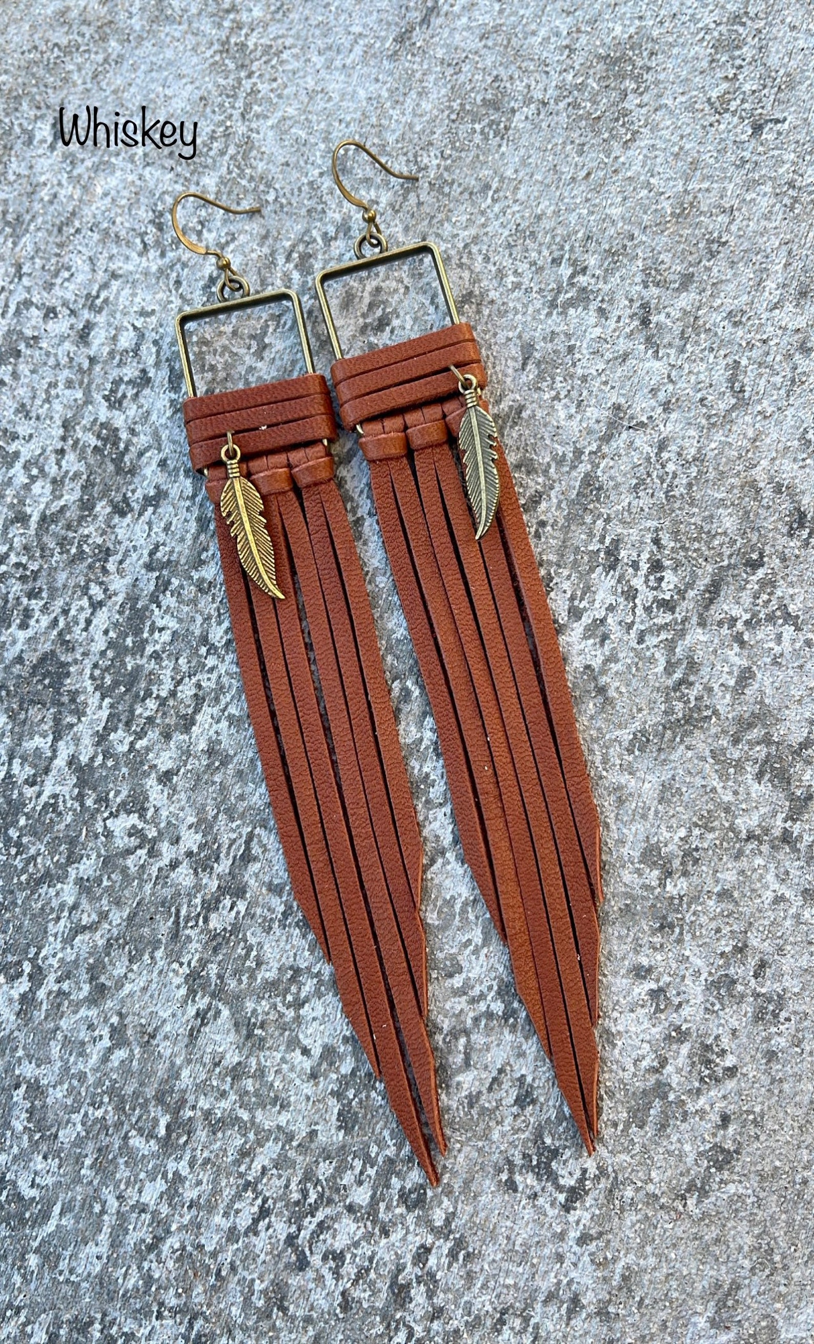 Wyld Spirit Square Weaved Leather Fringe Earrings, Leather Earrings ...