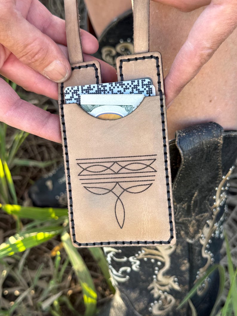 Leather Boot Wallet With Snap Strap Western Pull on Boot Accessory ...