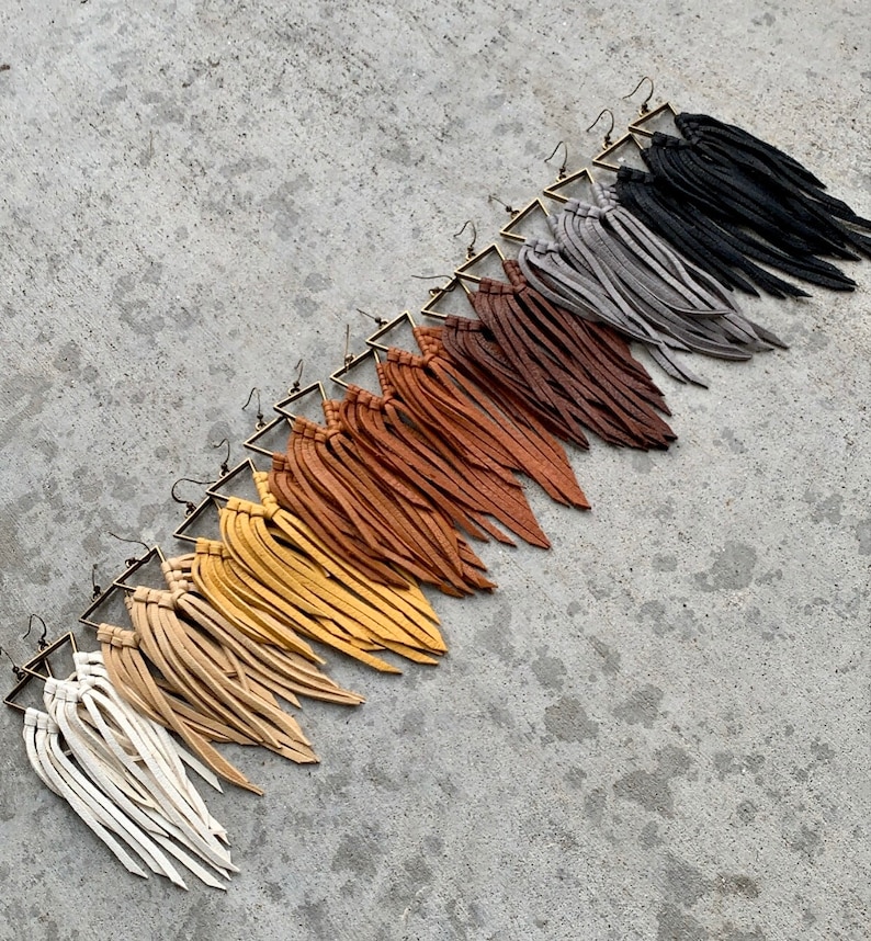 Yellowstone Collection Triangle Fringe Earrings Deerskin - Etsy