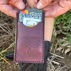 Leather Boot Wallet With Snap Strap Bright Color Boot Accessory Hands ...