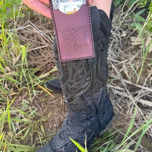Leather Boot Wallet With Snap Strap Bright Color Boot Accessory Hands ...