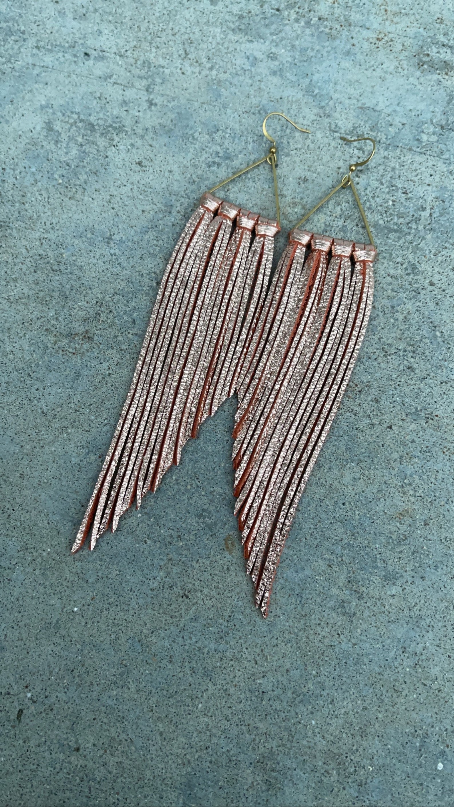 Heavy Metal Metallic Leather Fringe Earrings, Metallic Earrings ...