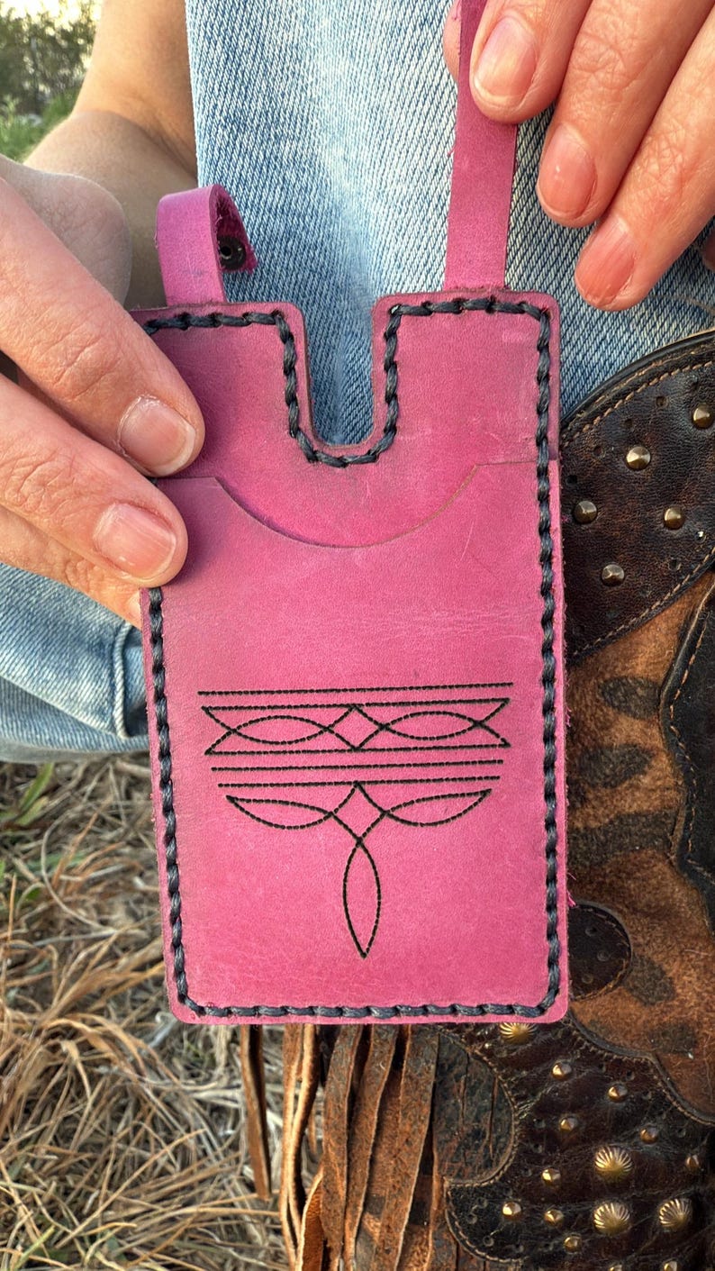 Leather Boot Wallet With Snap Strap Bright Color Boot Accessory Hands ...