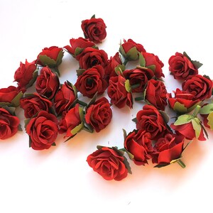 24pcs Red Mini Roses , Silk Flowers, , Millinery, Flower Crown, Hair ...