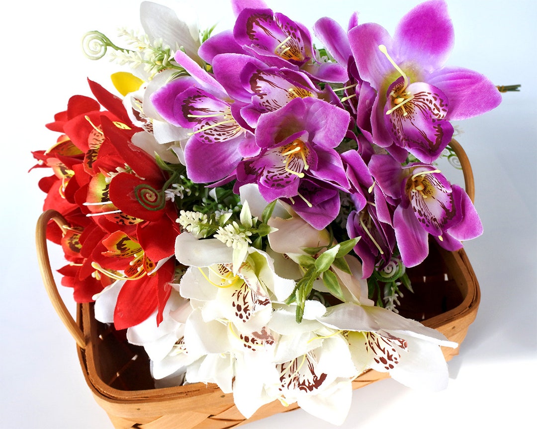 10 Stems White Artificial Lily Flowers, Fake Lily , Wedding Greenery ...