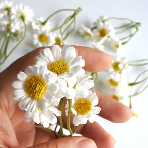 30 Mini Daisies ,6 Stems Silk Flowers With Stem, Millinery, Flower ...