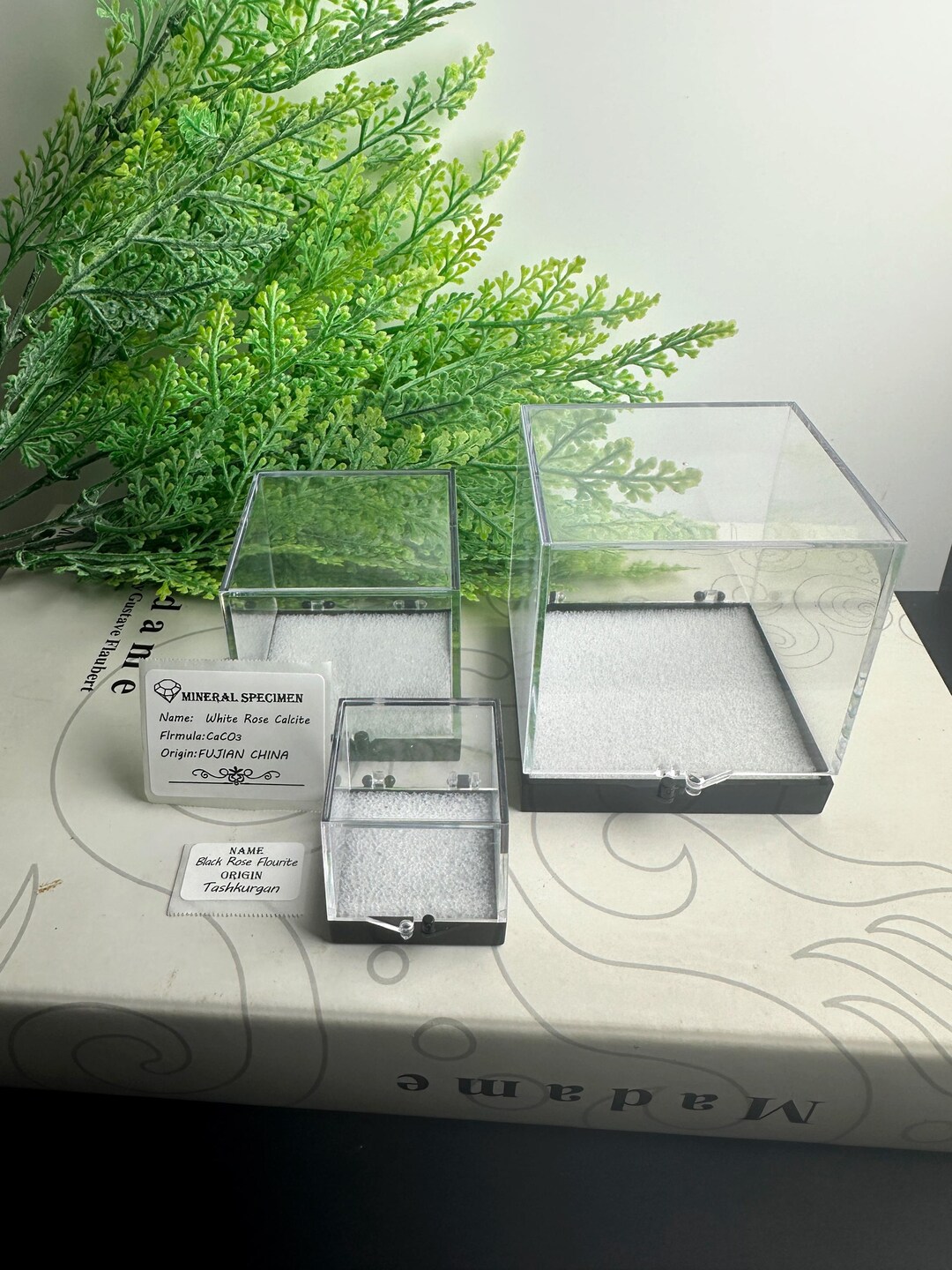 Set of 2 Perky Boxes Display Case With Foam for Crystals and Minerals ...