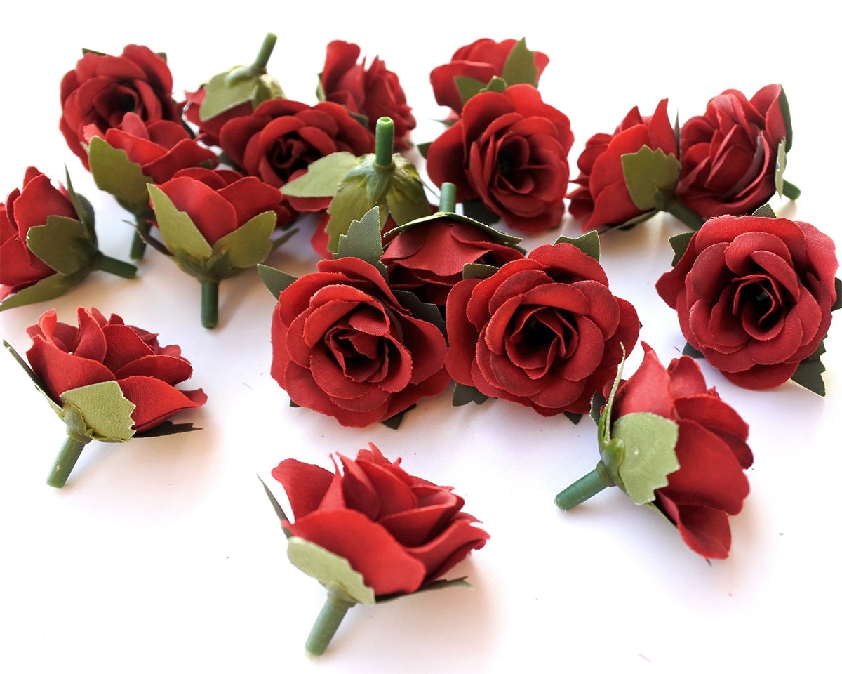 24pcs Red Mini Roses Silk Flowers Millinery Flower - Etsy