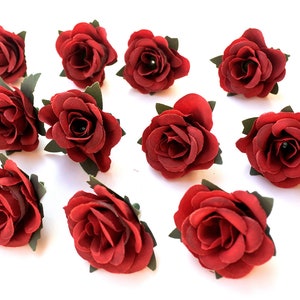 24pcs Red Mini Roses , Silk Flowers, , Millinery, Flower Crown, Hair ...