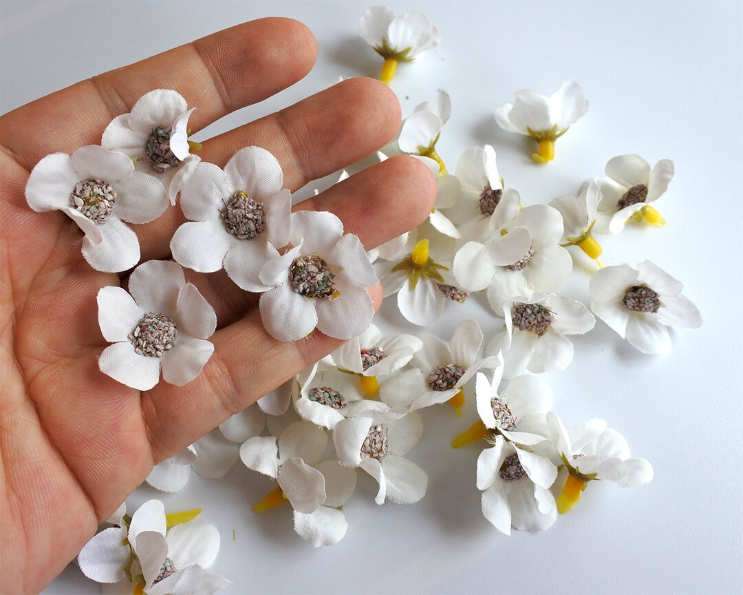 50 Tiny Blossoms Flowers , White Silk Flowers,millinery, Flower Crown ...