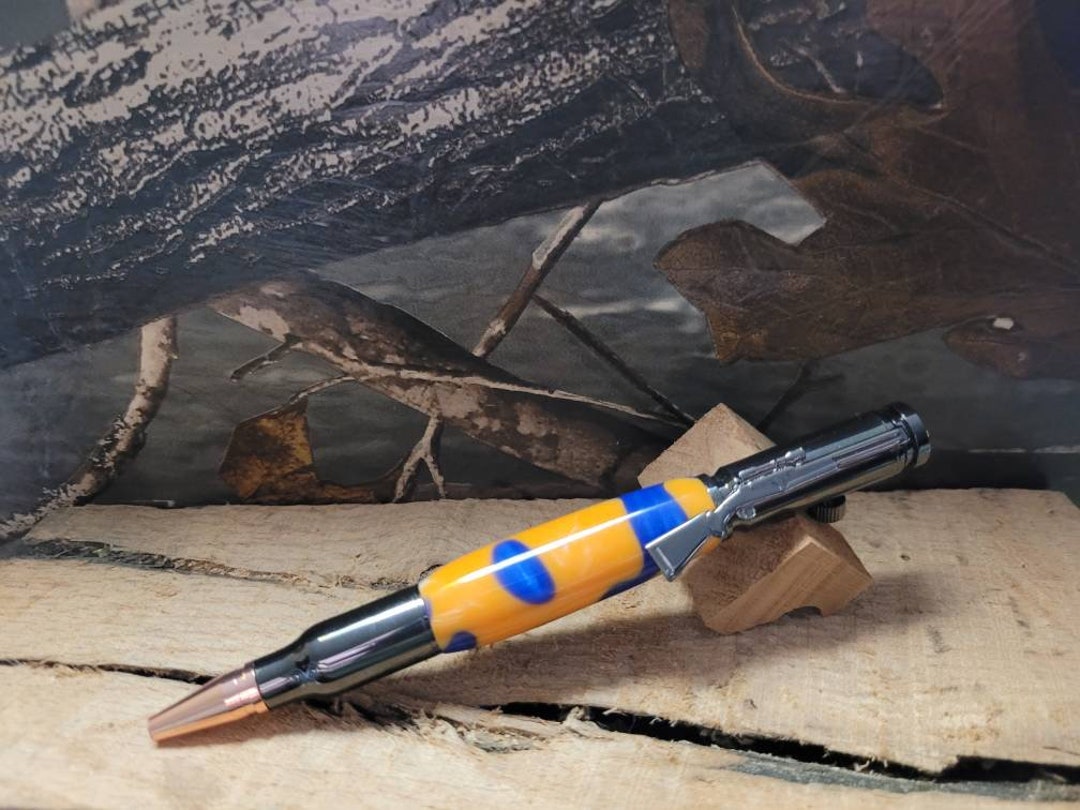 Orange and Blue Acrylic Bolt Action Gun Metal Riffle Pen - Etsy