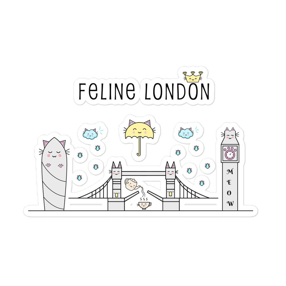 London England Cats Feline Skyline Kittens Travel Stickers - Etsy