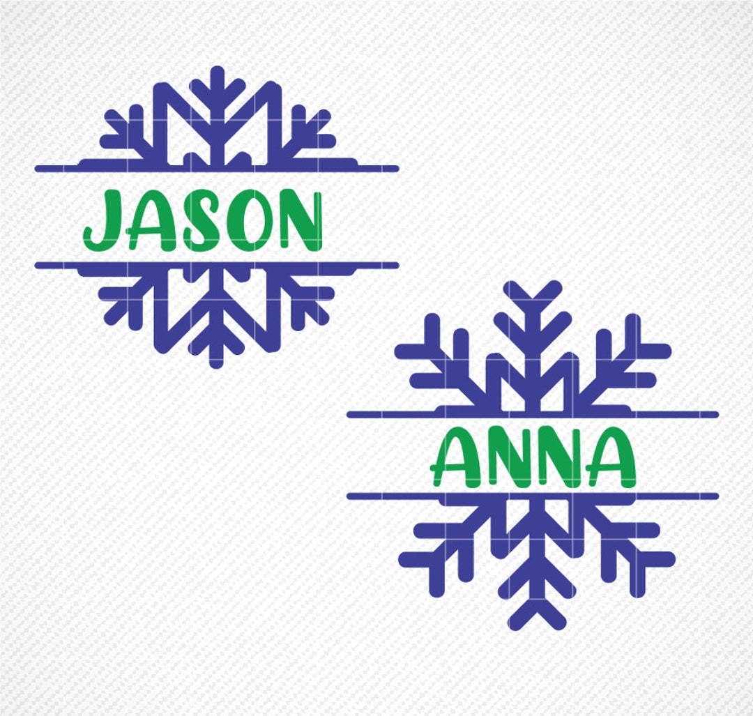 Snowflake Name Frame SVG File, Split Name Frame, Digital Download ...