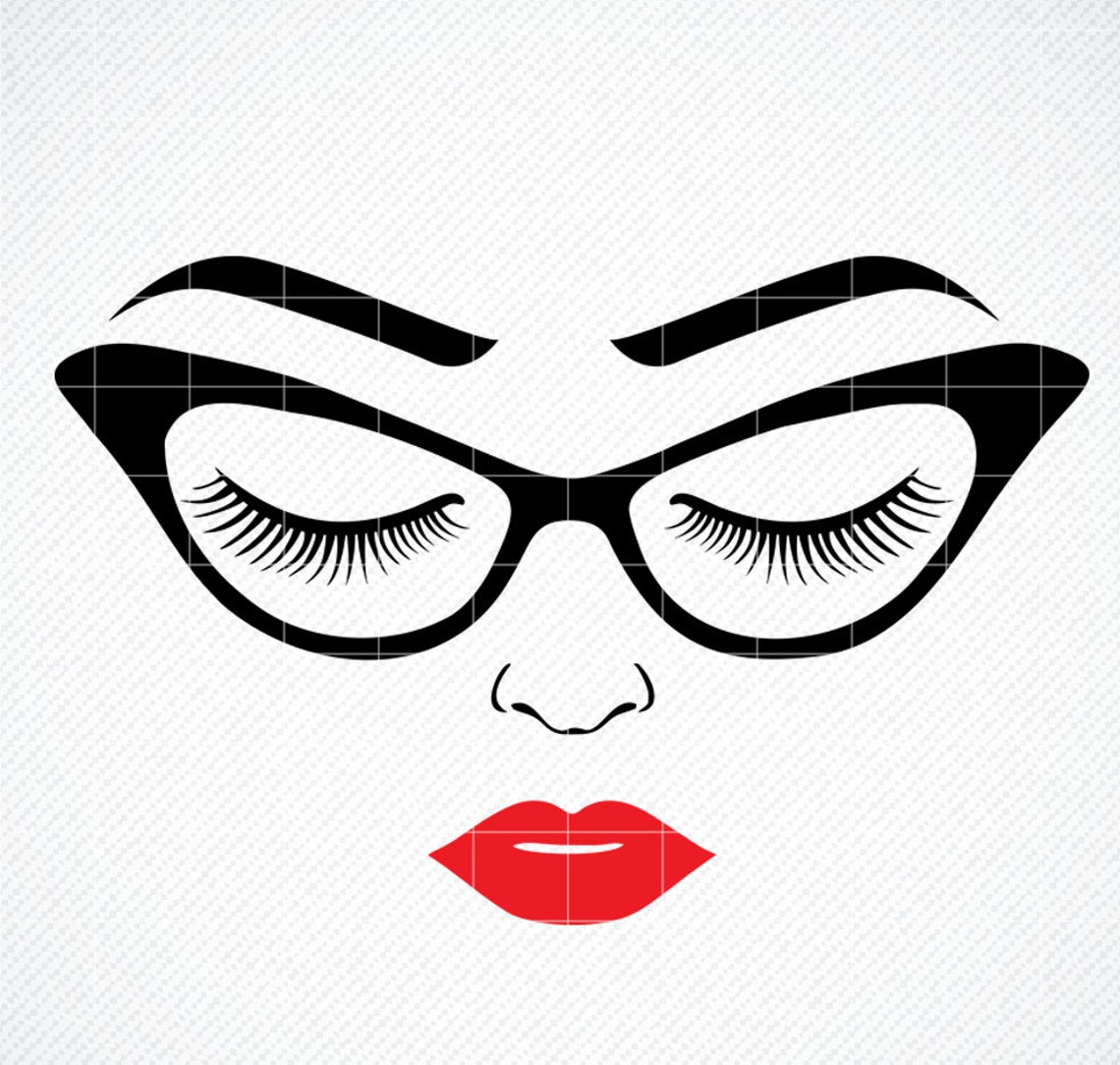 Svg de visage de femmes, fille à lunettes svg, femmes visage png, svg ...