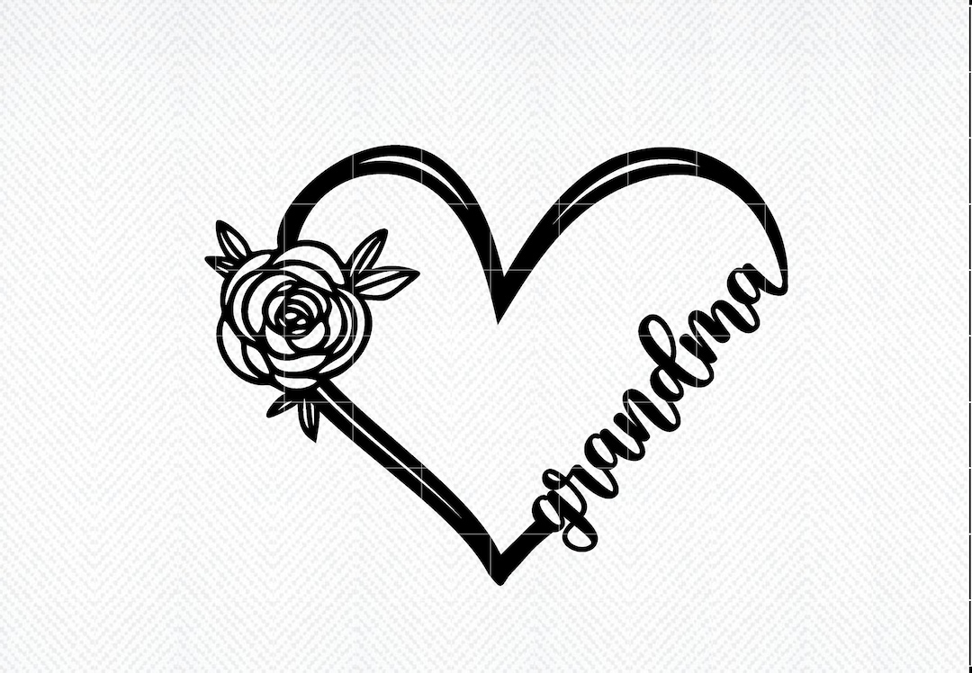 Grandma Flower Heart, Grandma Heart SVG, Instant Download, Svg, Png ...