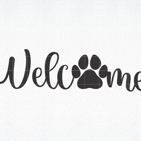 Welcome With Paw Print Svg - Etsy