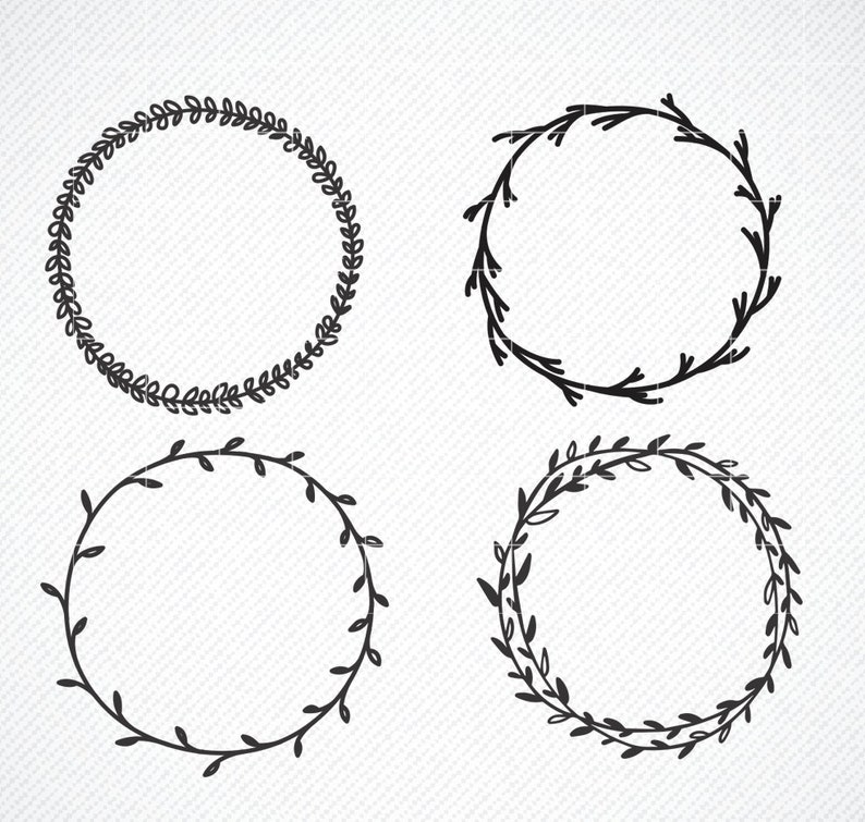 Hand getekende krans SVG-monogram SVG-monogram frame - Etsy België