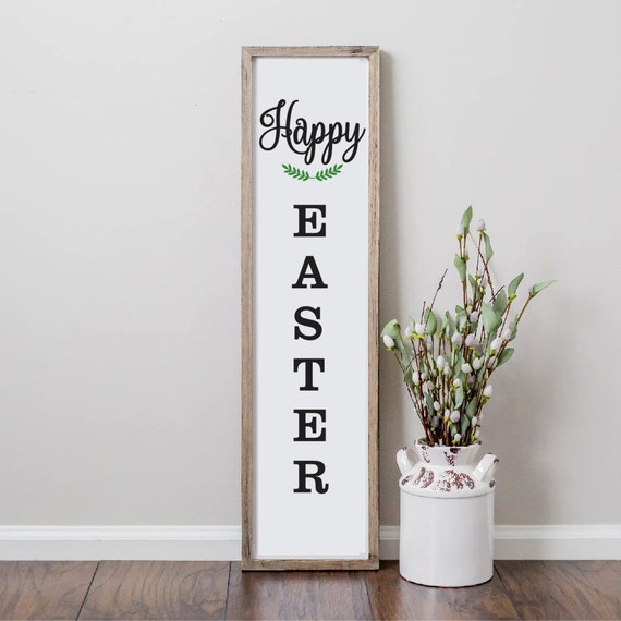 Art & Collectibles Happy Easter Vertical Sign Svg Vertical Welcome Sign ...