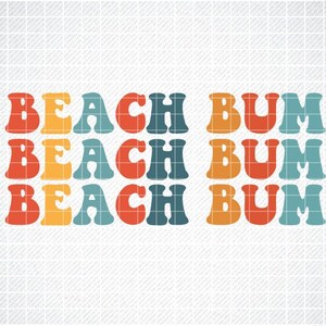 Beach Bum Stacked Retro, Beach Bum PNG, Beach Bum Sublimation, Retro ...