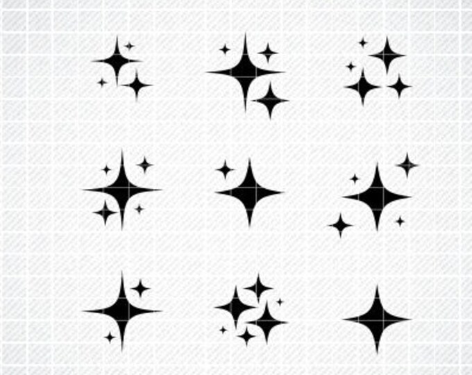 Sparkle Svg, Sparkling Stars Svg, Star Effect Dxf, Twinkle Png, Glitter ...