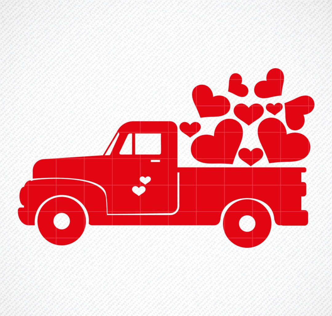 Valentine Truck Svg, Valentine's Day Svg, Red Truck With Heart Svg ...