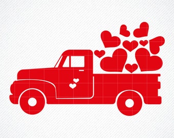 Valentine Truck Svg, Valentine's Day Svg, Red Truck With Heart Svg ...