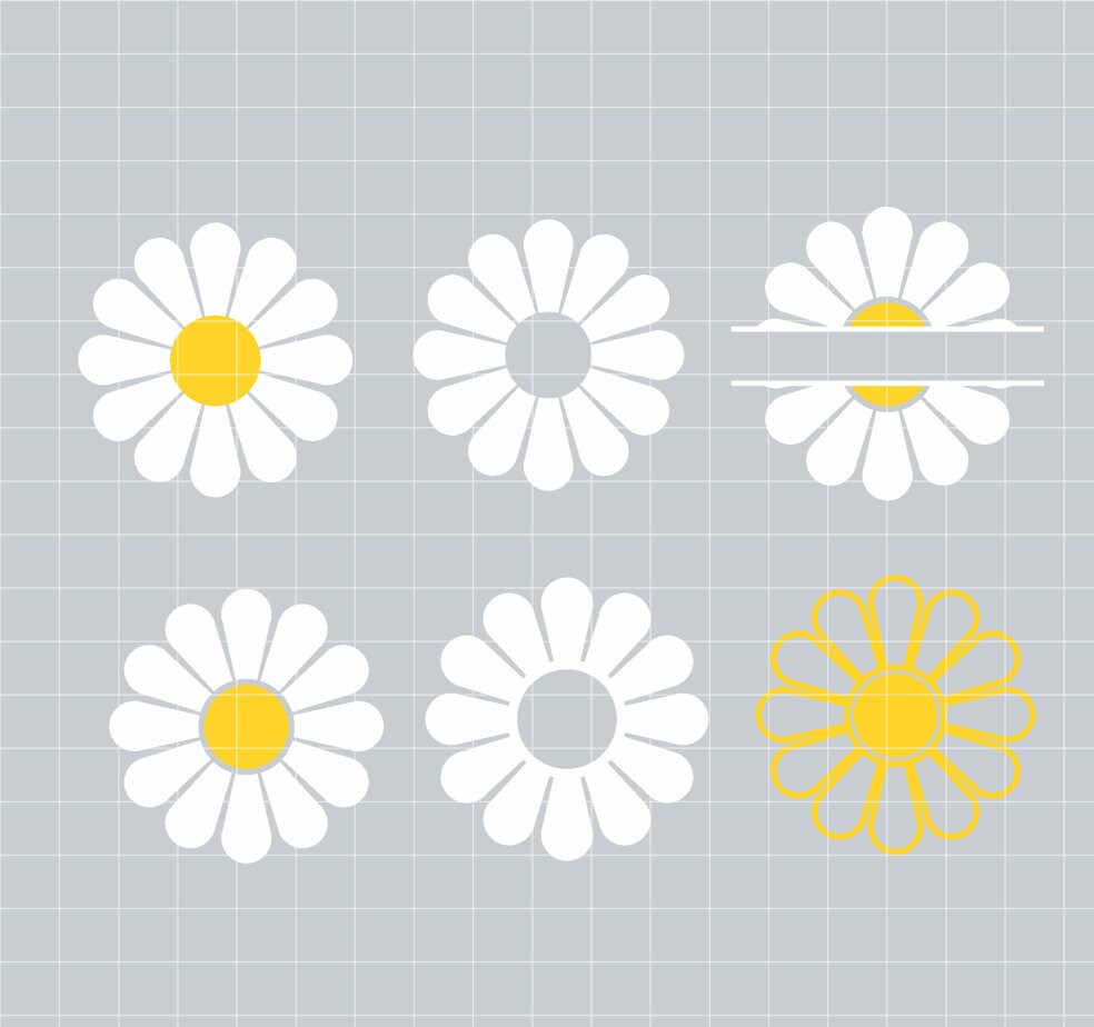 Daisy SVG Daisy Split Monogram Flower SVG Floral SVG Svg | Etsy UK